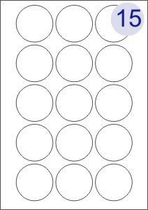 15 Labels Per Page (51mm diameter) for Clear Labels on A4 Sheets